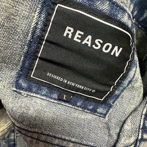 Reason | Jackets & Coats | Reason Mens Blue Collared Denim Jacket And ...